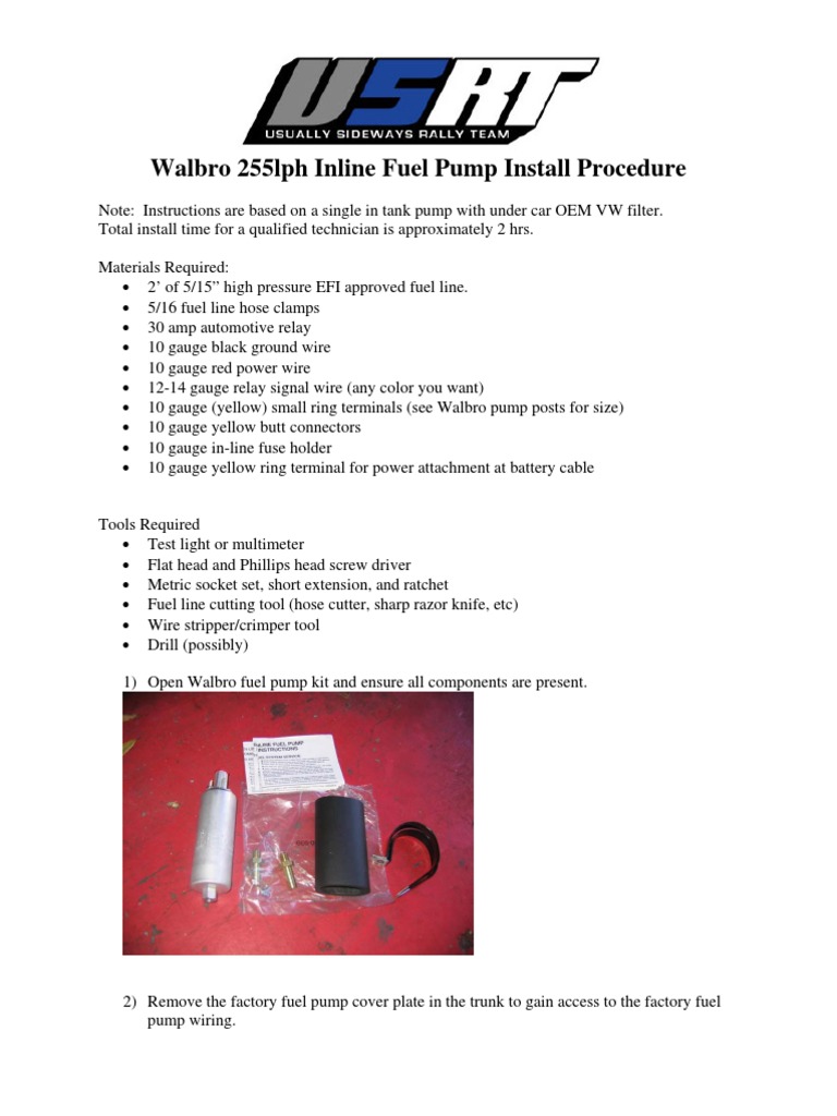 Walbro 255lph Installation | PDF | Wire | Electrical Connector