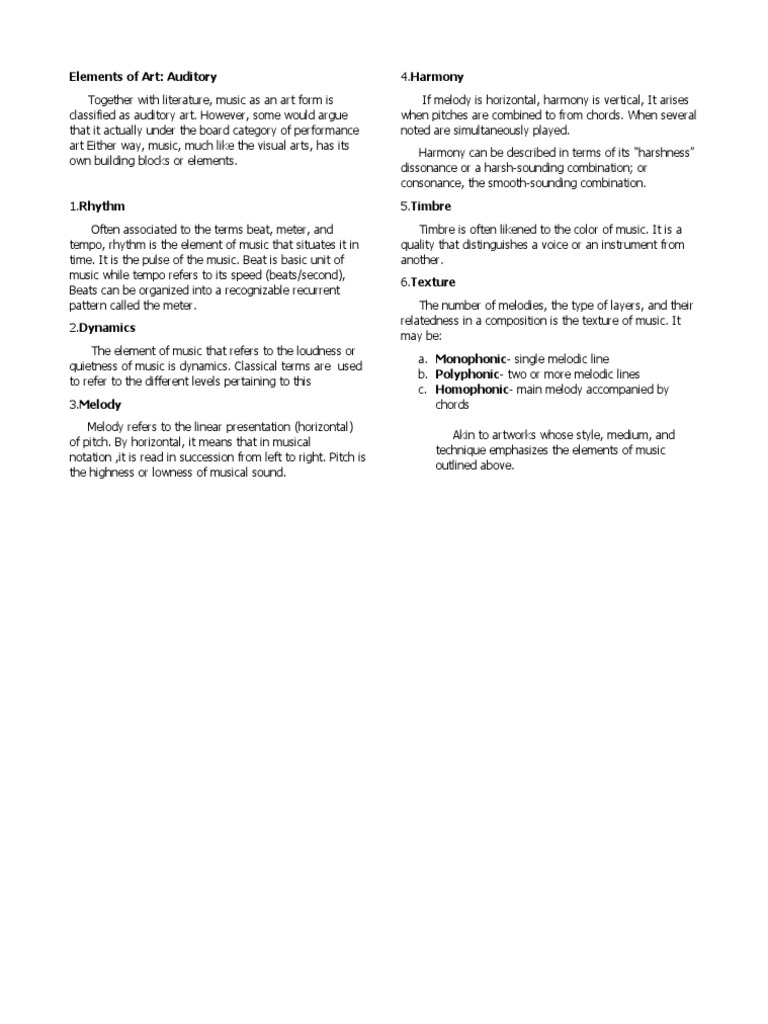 Elements of Art | PDF | Harmony | Melody