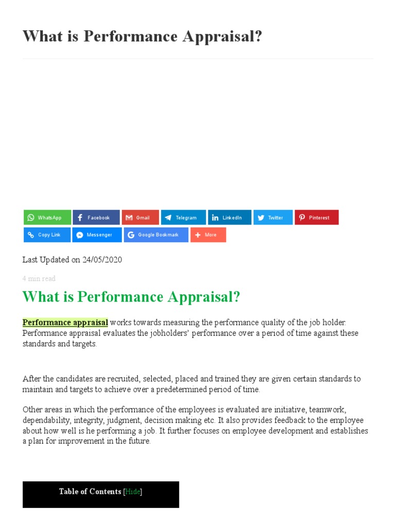 What Is Performance Appraisal - Objectives, Problems (2020) | PDF ...