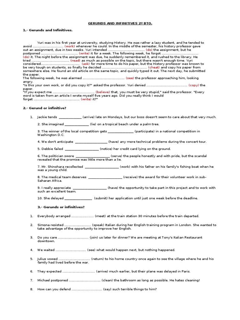 Gerunds and Infinitives Exercises 3 | PDF
