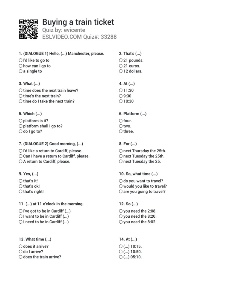 Purchasing Train Tickets: A Transcribed Dialogue Between a Customer and ...
