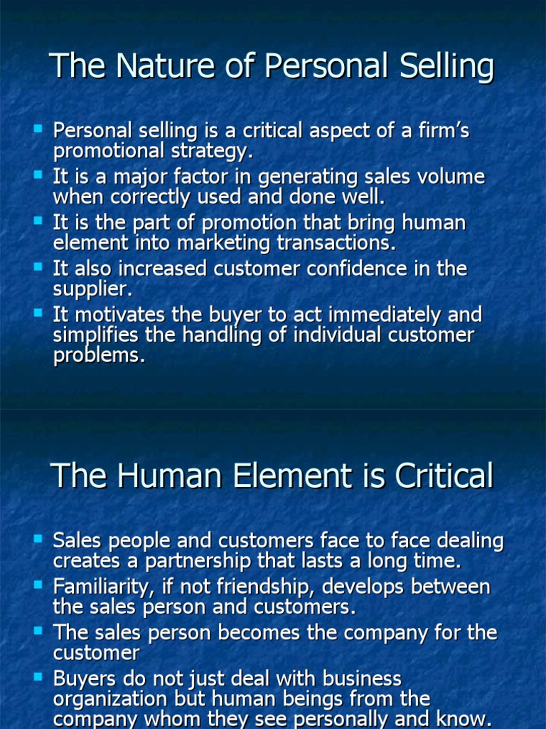 The Nature of Personal Selling | PDF | Sales | Marketing