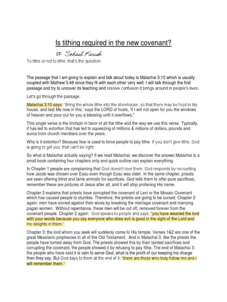 Is Tithing Required in The New Covenant | PDF | Book Of Malachi ...