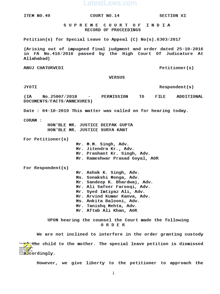 ANUJ CHATURVEDI Vs JYOTI | PDF | Contact (Law) | Judiciaries