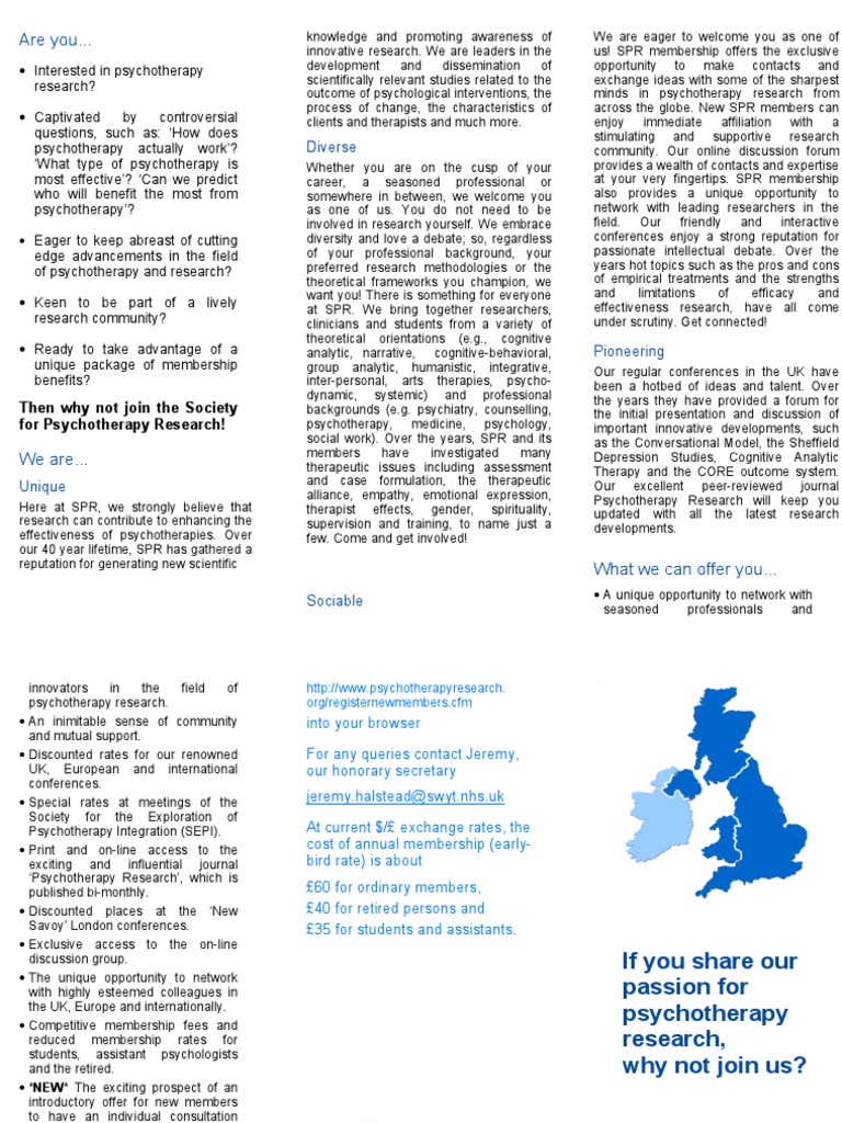 SPR Finished Leaflet | PDF | Psychotherapy | Behavioural Sciences