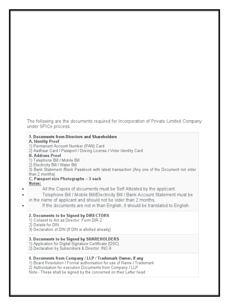 Private LTD Company Documents | PDF | Government | Business