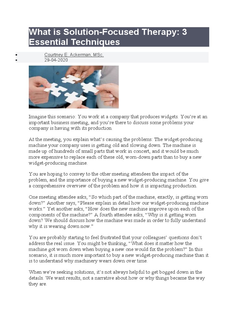 What Is Solution-Focused Therapy 3 Essential Techniques | PDF ...