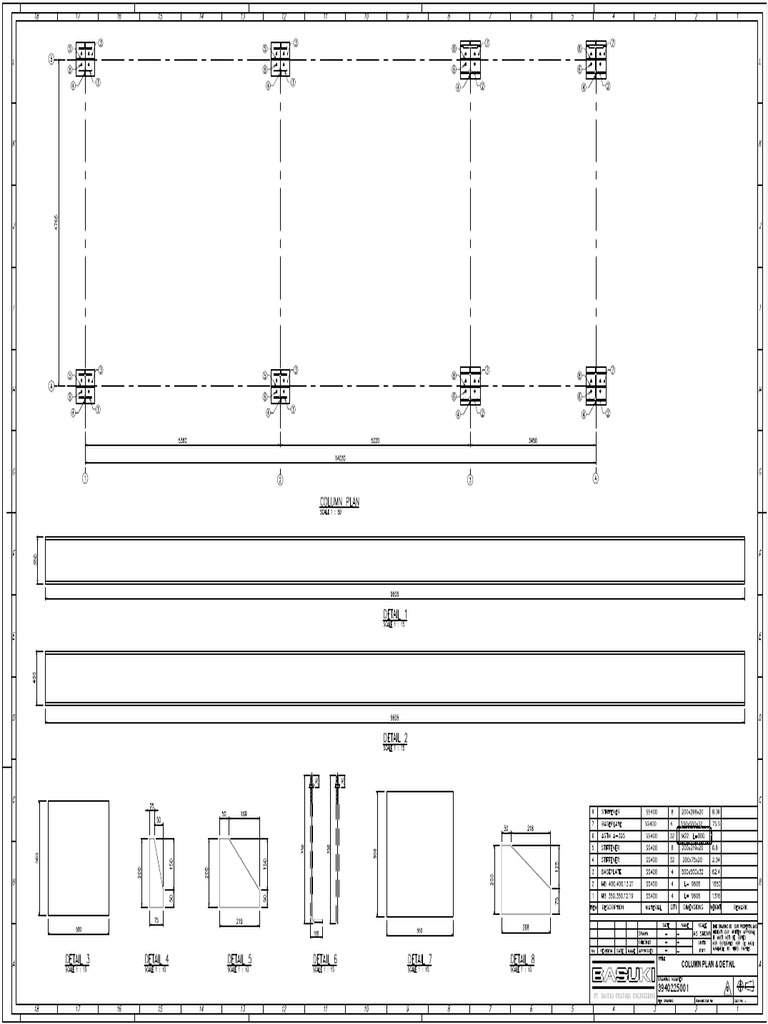 Column Plan & Detail: Pt. Basuki Pratama Engineering | PDF