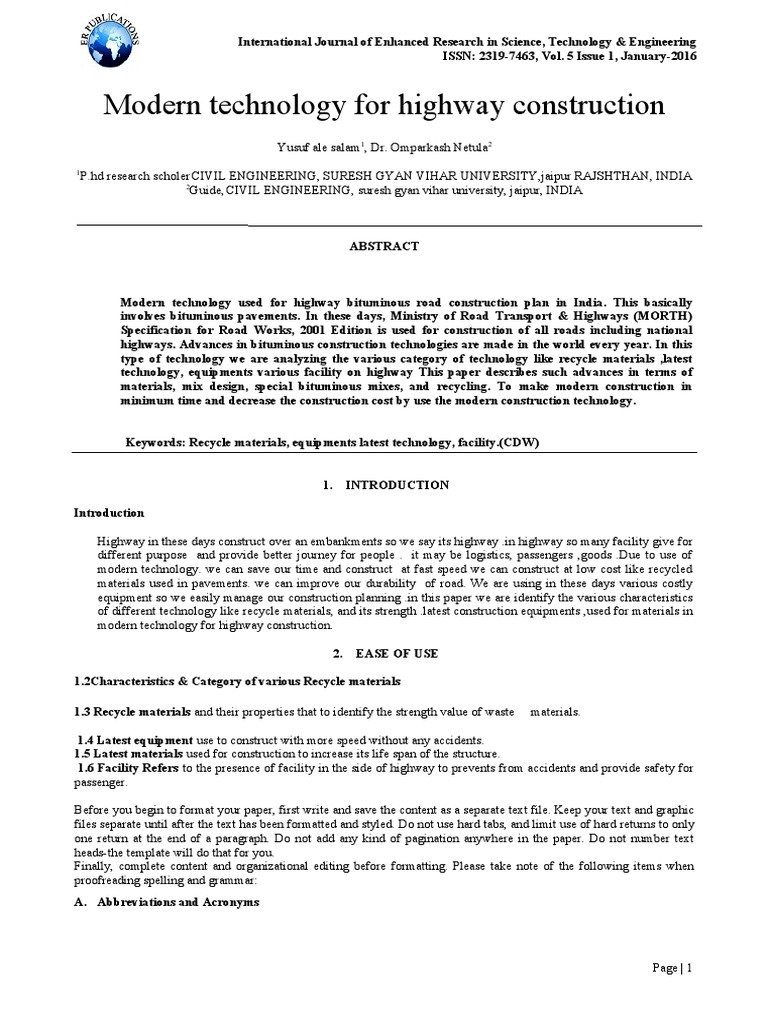 Modern Highway Construction Technologies | PDF | Road Surface ...