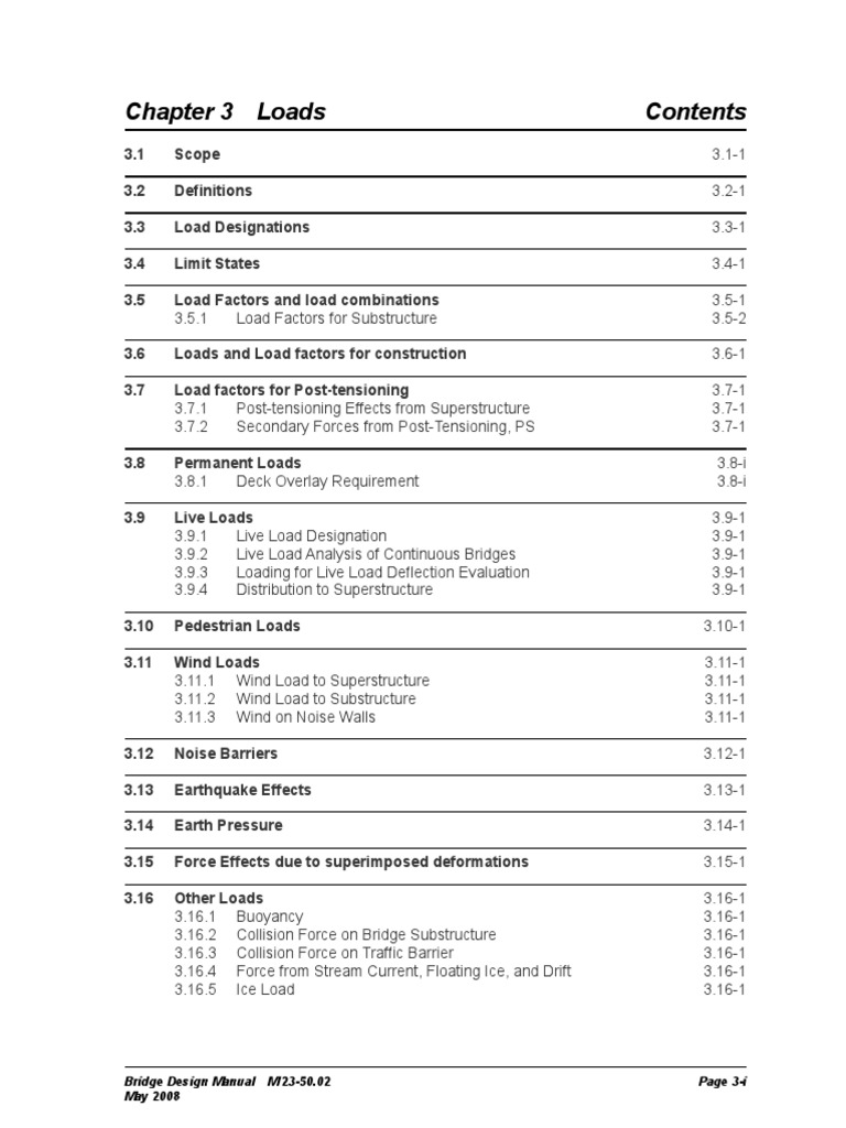 Chapter 3 Loads Bridge Design Manual M 23 50 02 Page 3 I May 2008