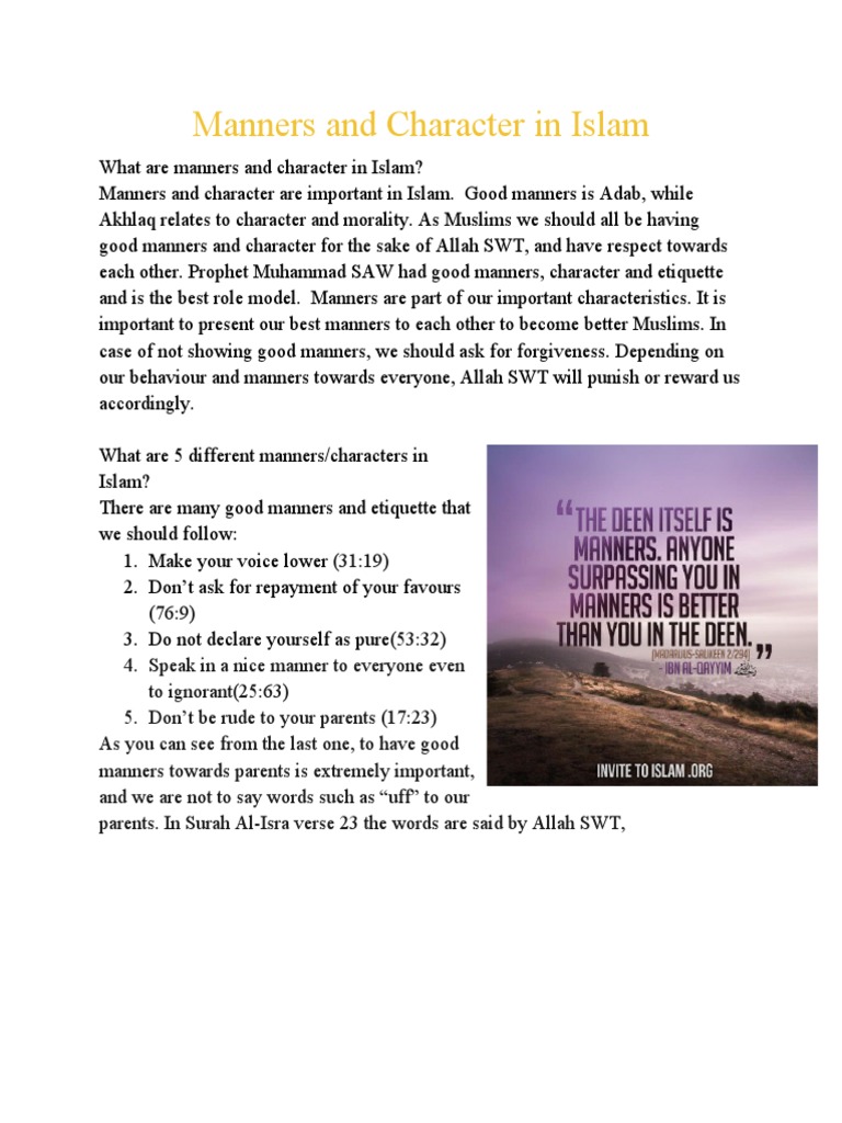 Manners and Character in Islam | PDF | Etiquette | God In Islam