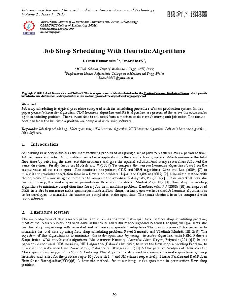 Heuristics Job Shop PDF | PDF | Mathematical Optimization | Theoretical Computer Science