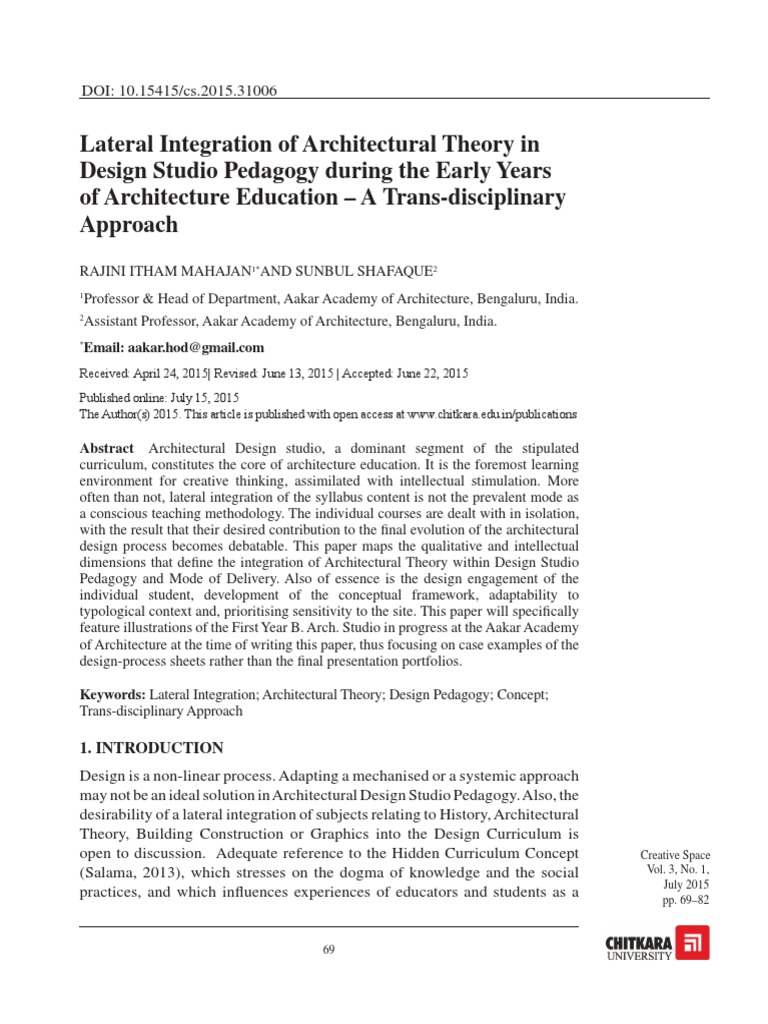 Lateral Integration of Architectural Theory | PDF | Design | Thought