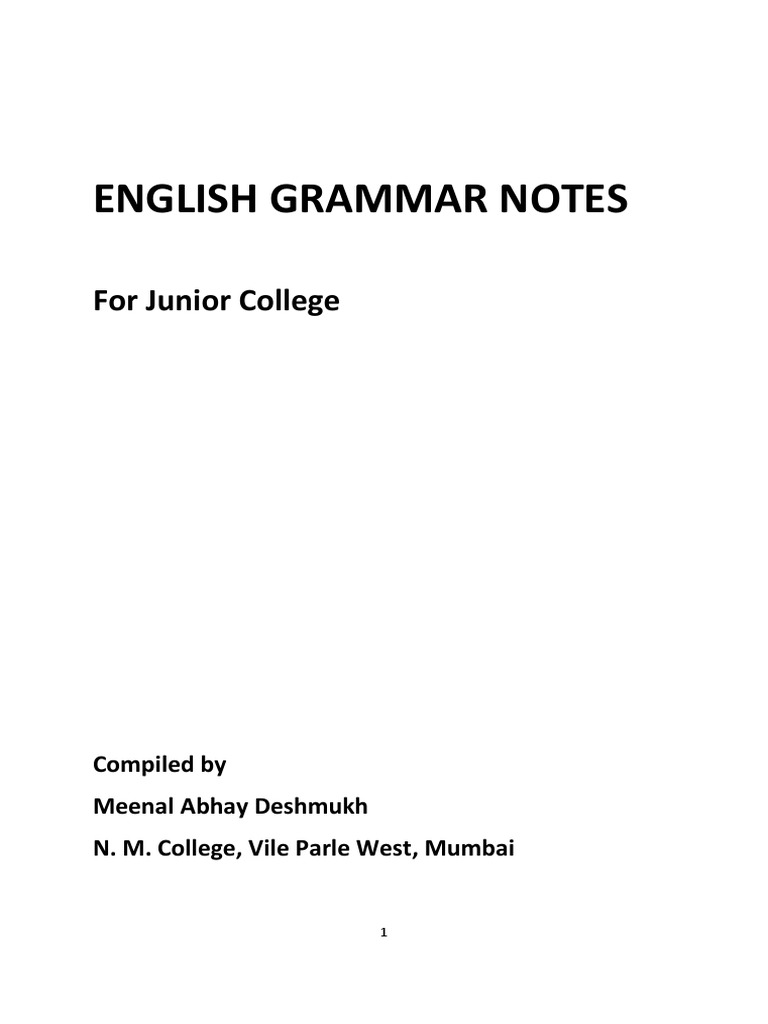English Grammar Notes | Download Free PDF | Verb | Question