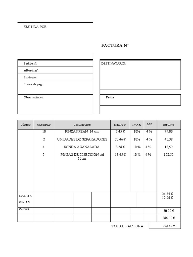 FACTURA Oads Ejercicio 9 Pág. 184 | PDF
