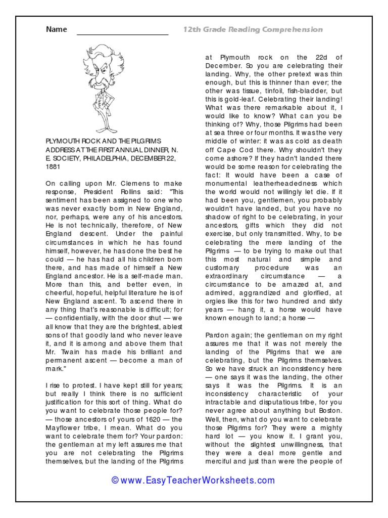 12th Grade Reading Comprehension | PDF