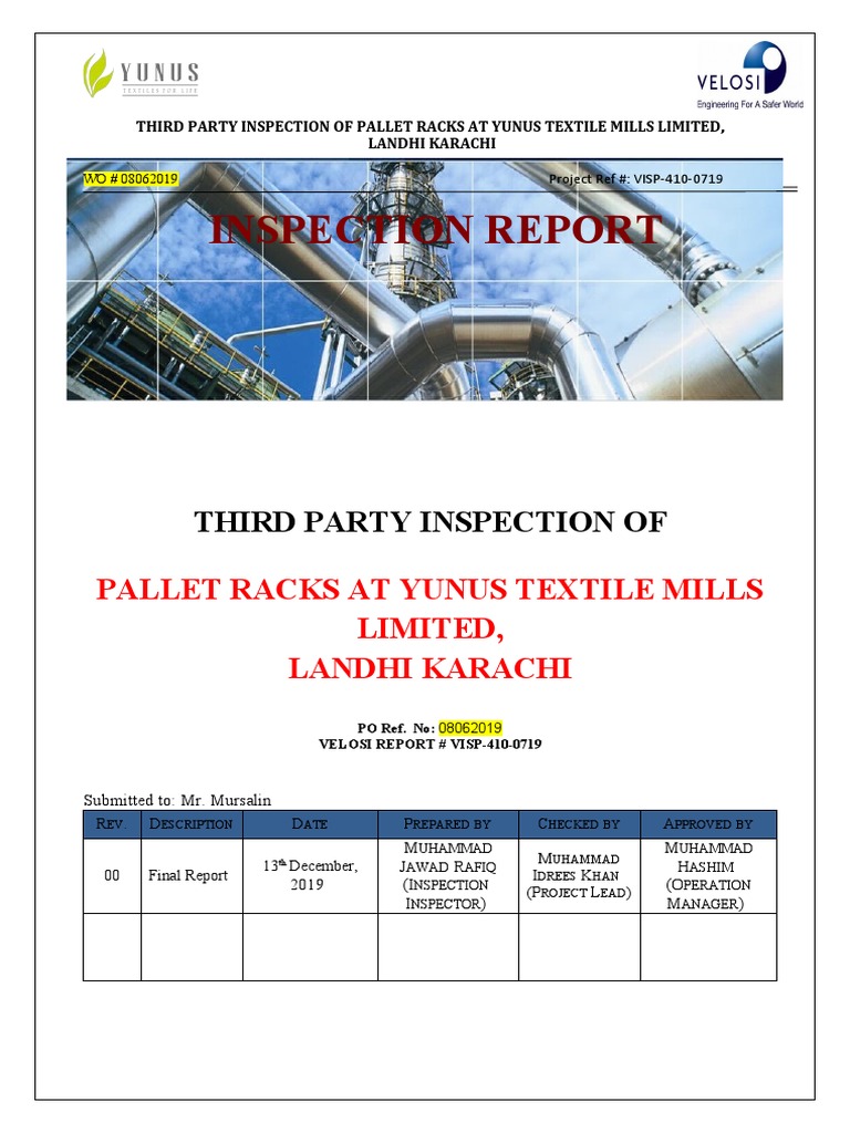 Inspection Report: Third Party Inspection of | Download Free PDF | Business