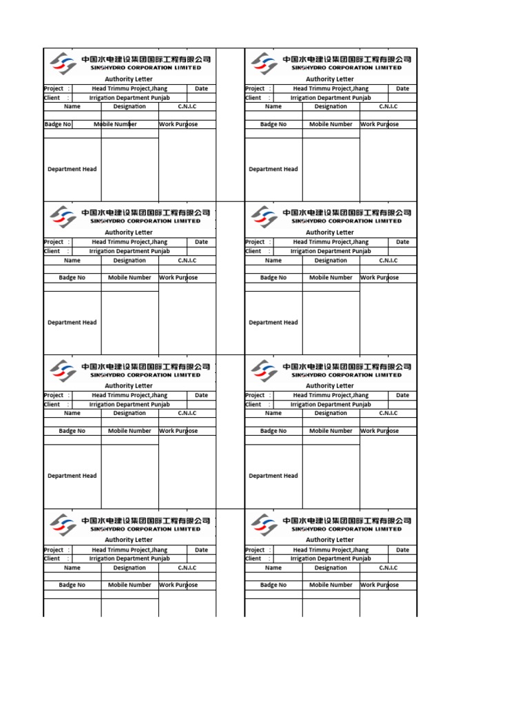 Authorization Letters for the Head Trimmu Project in Jhang | PDF