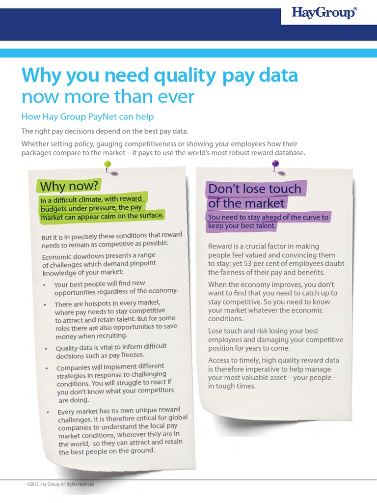 Hay Group - Why You Need Quality Pay Data and How PayNet Can Help | PDF ...