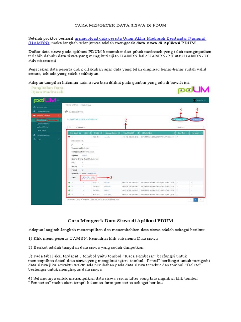 Cara Mengecek Data Siswa Di Pdum | PDF