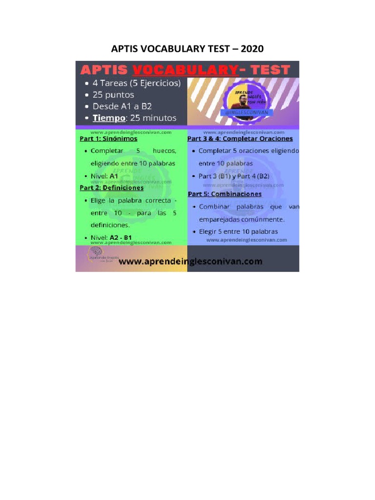 APTIS VOCABULARY TEST - 2020