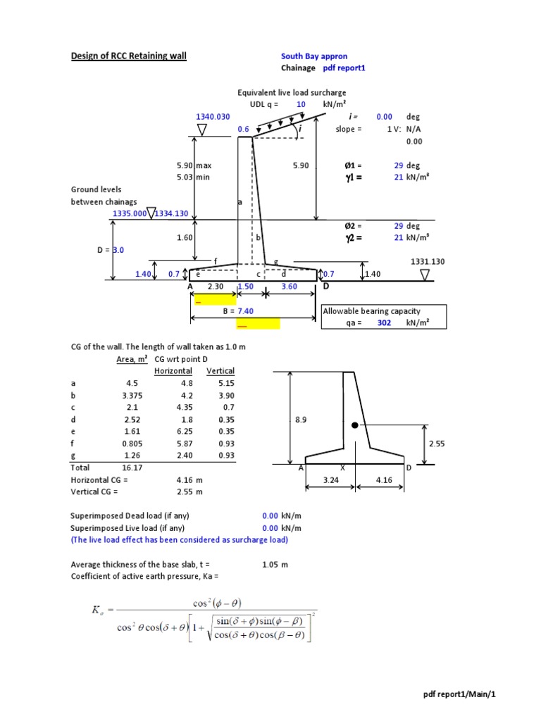 Retaining Wall Design WSM | PDF | Force | Bending