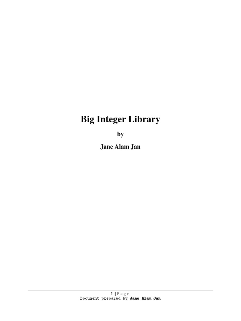 Big - Integer Library For Contests by Jane Alam Jan | PDF ...