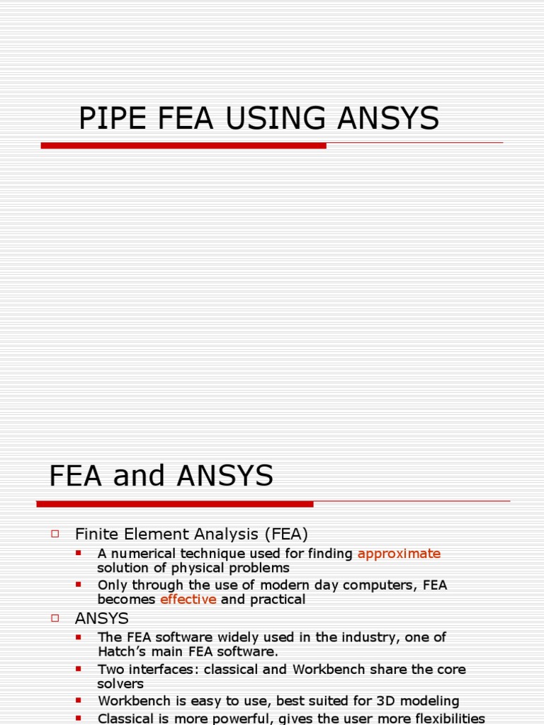 Pipe Fea Using Ansys | PDF | Finite Element Method | Beam (Structure)