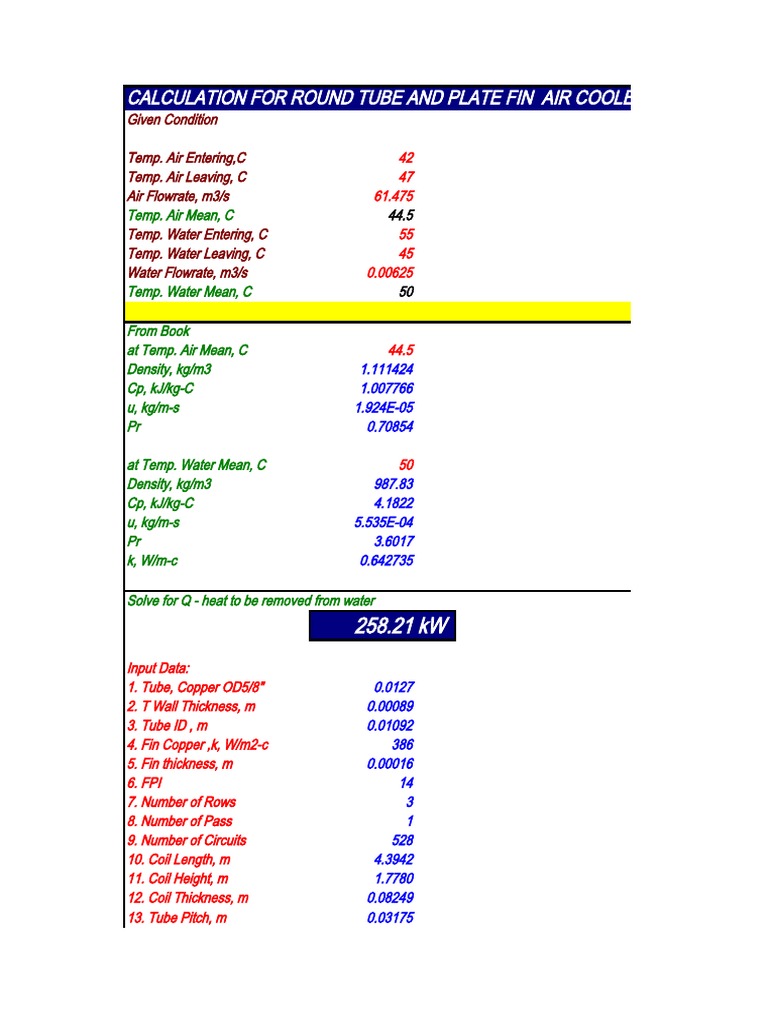 Air Cooled Condenser Design Spreadsheet | PDF | Heat Exchanger | Energy ...
