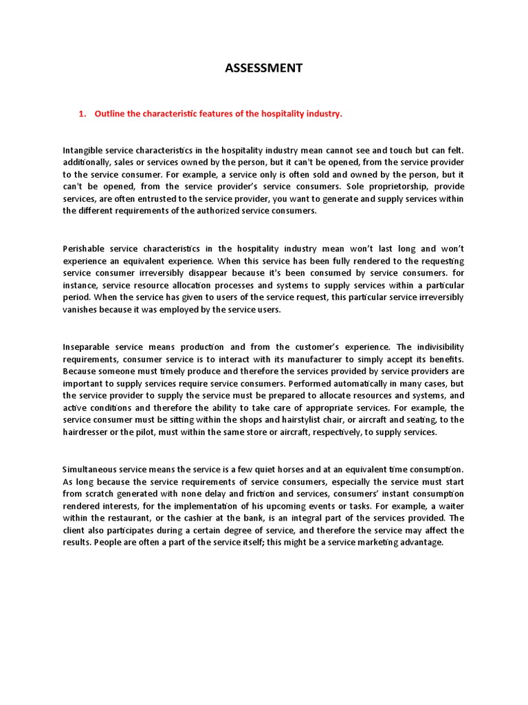 Hotel Management (Short Course) ASSESSMENT | PDF | Point Of Sale | Business