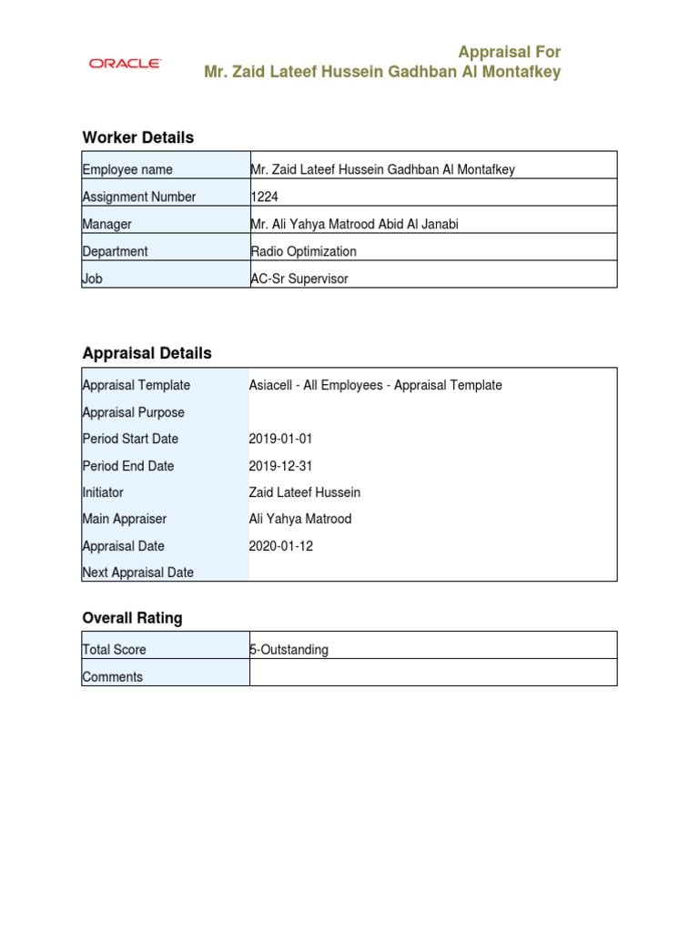 Worker Details: Appraisal For Mr. Zaid Lateef Hussein Gadhban Al ...