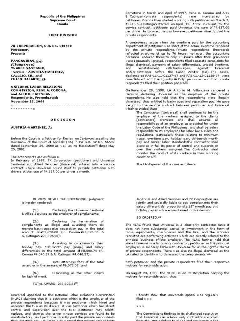 Labor Cases | Download Free PDF | Independent Contractor | Law Of Agency