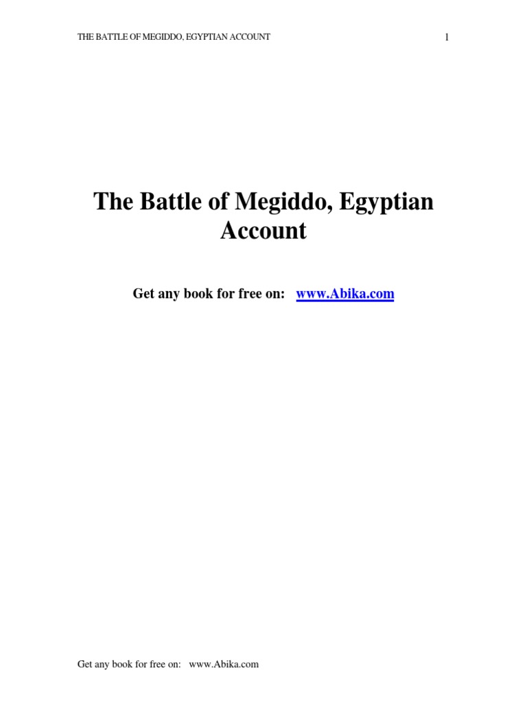 The Battle of Megiddo, Egyptian Account: Get Any Book For Free On | PDF