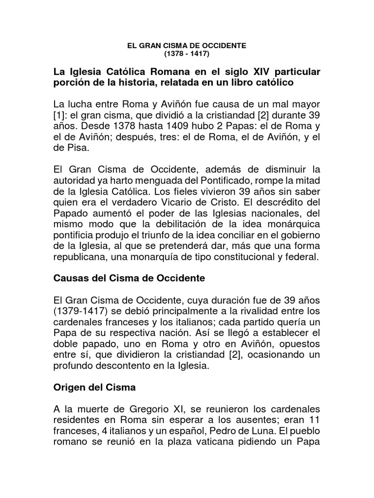 El Gran Cisma de Occidente | PDF | Papa | Santa Sede