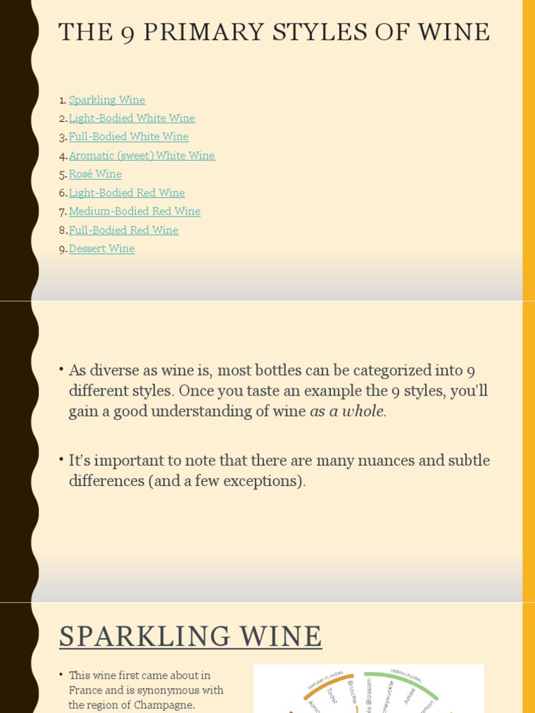 The 9 Primary Styles of Wine | Download Free PDF | Rose | Wine