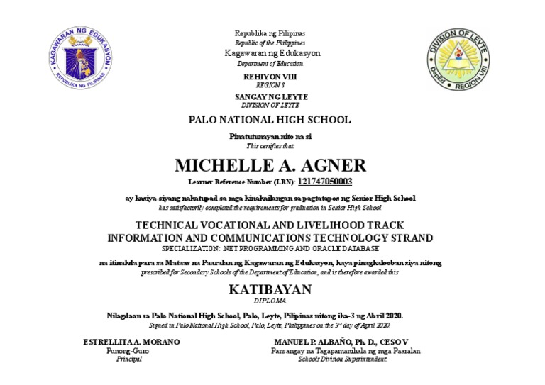 Michelle A. Agner: Katibayan | PDF