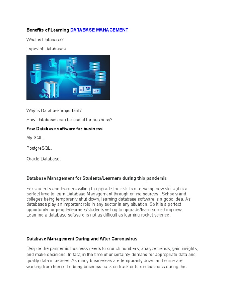 Benefits of Learning Database Management | PDF