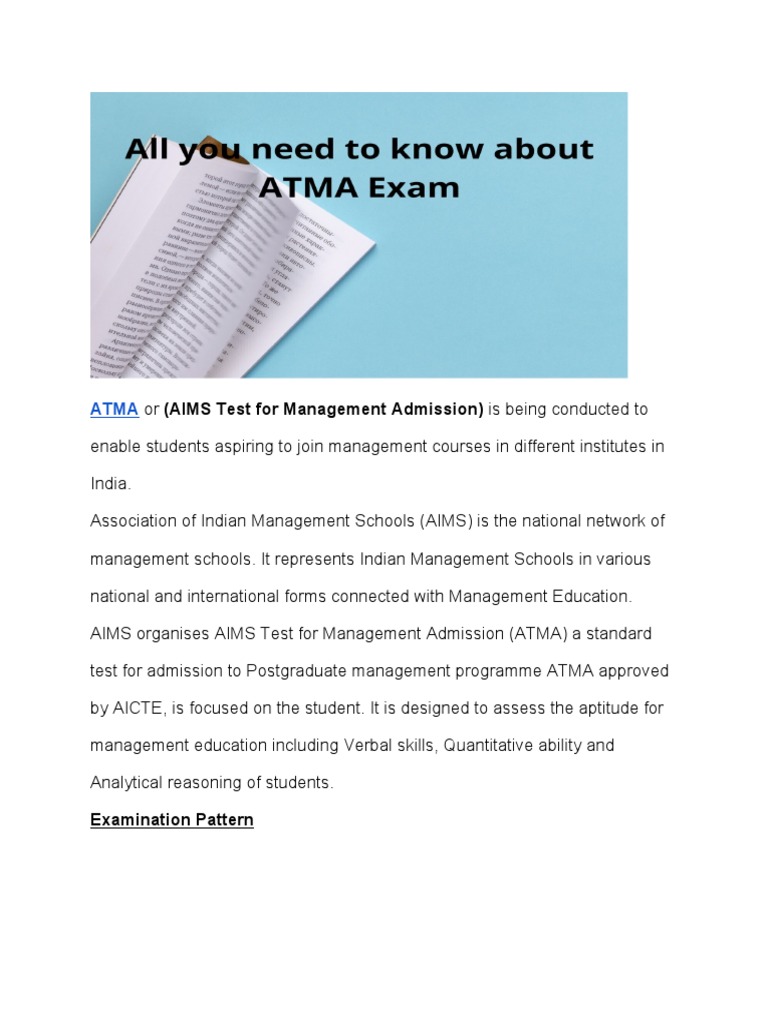 All You Need To Know About ATMA Exam | PDF