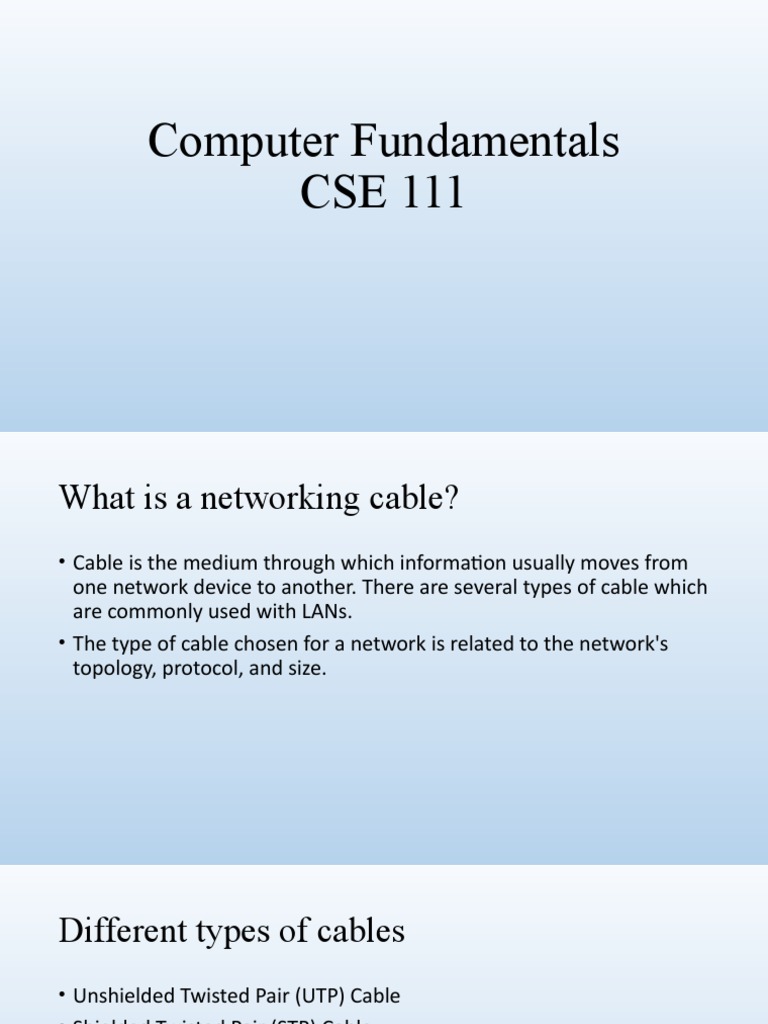 Computer Fundamentals CSE 111 | Download Free PDF | Network Topology | Coaxial Cable