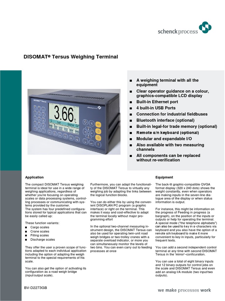 Disomat Tersus Weighing Terminal: Equipment | PDF | Usb | Computer Keyboard
