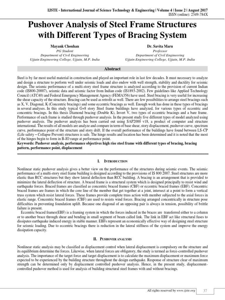 Steel Frame Seismic Bracing Analysis | PDF | Framing (Construction ...