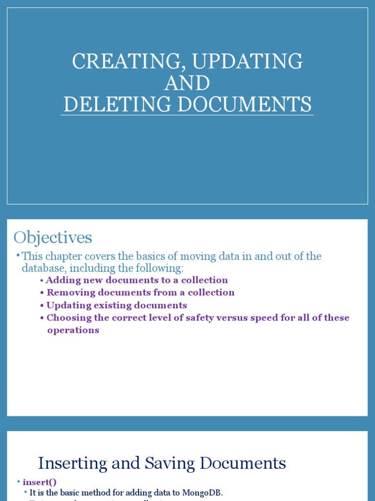Unit - 5 - Chapter 3 - Creating, Updating, and Deleting Documents in MongoDB | PDF | No Sql ...