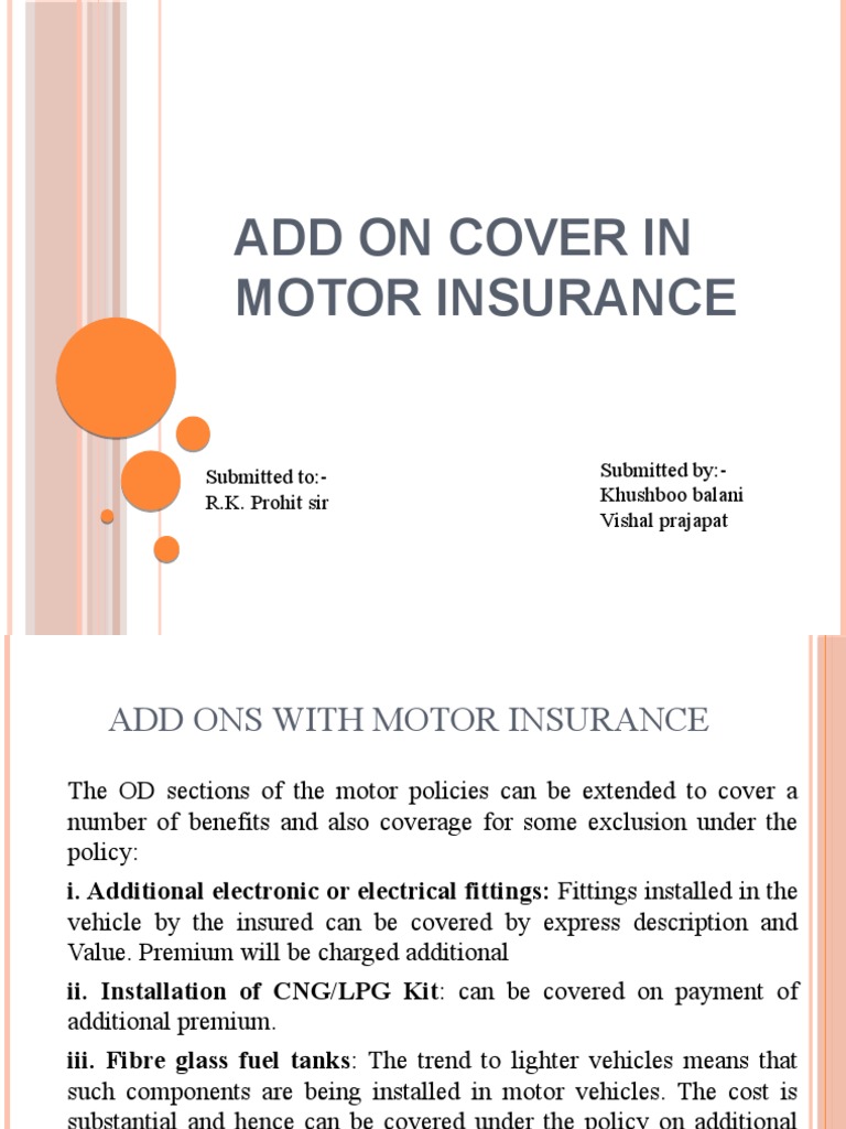 Add On Cover in Motor Insurance | PDF | Vehicle Insurance | Insurance