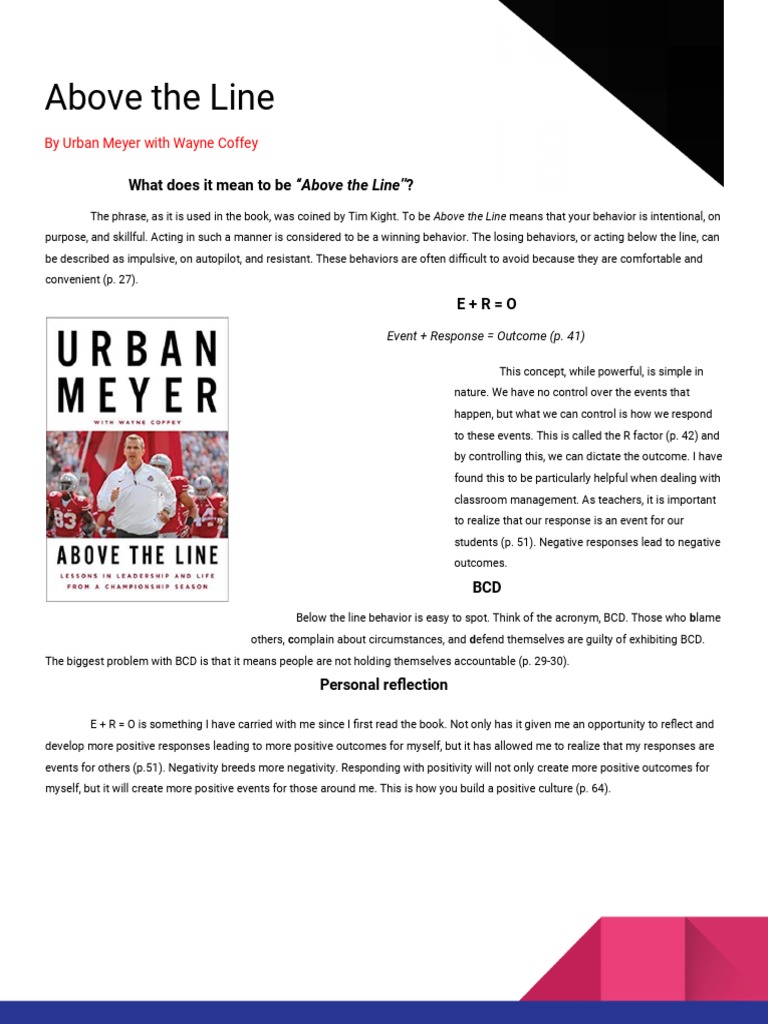 Above The Line Handout | PDF | Classroom Management | Action (Philosophy)