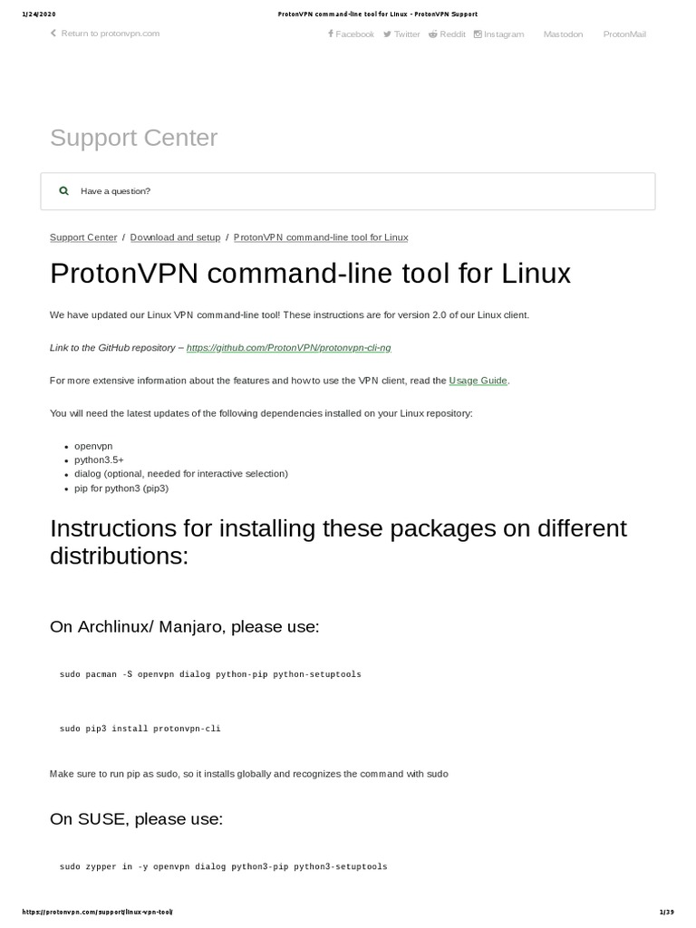 ProtonVPN Command-Line Tool For Linux - ProtonVPN Support | PDF | Linux | Command Line Interface