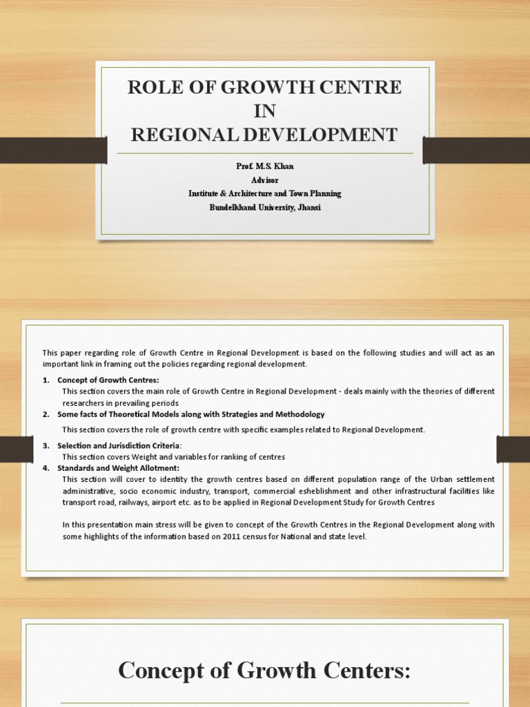 Growth Centres in Regional Development | PDF | Economic Growth ...