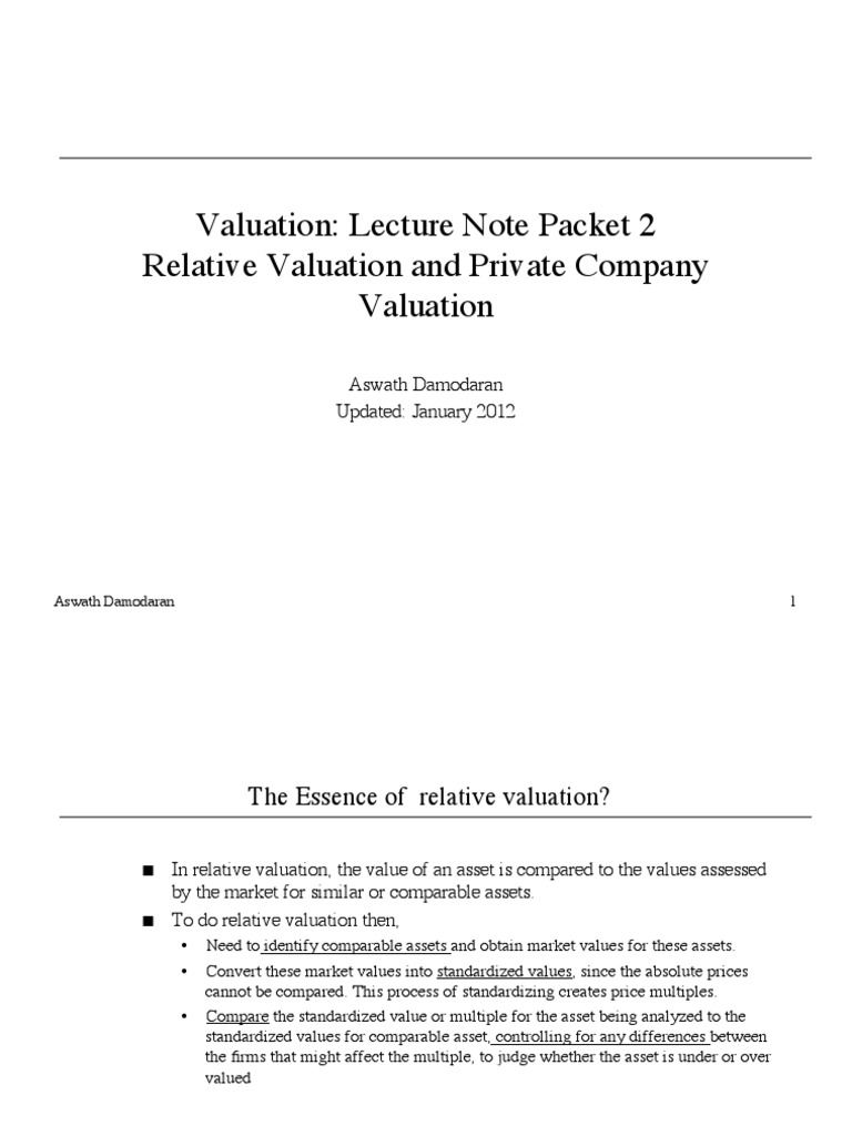 Damodaran Relative Valuation | PDF