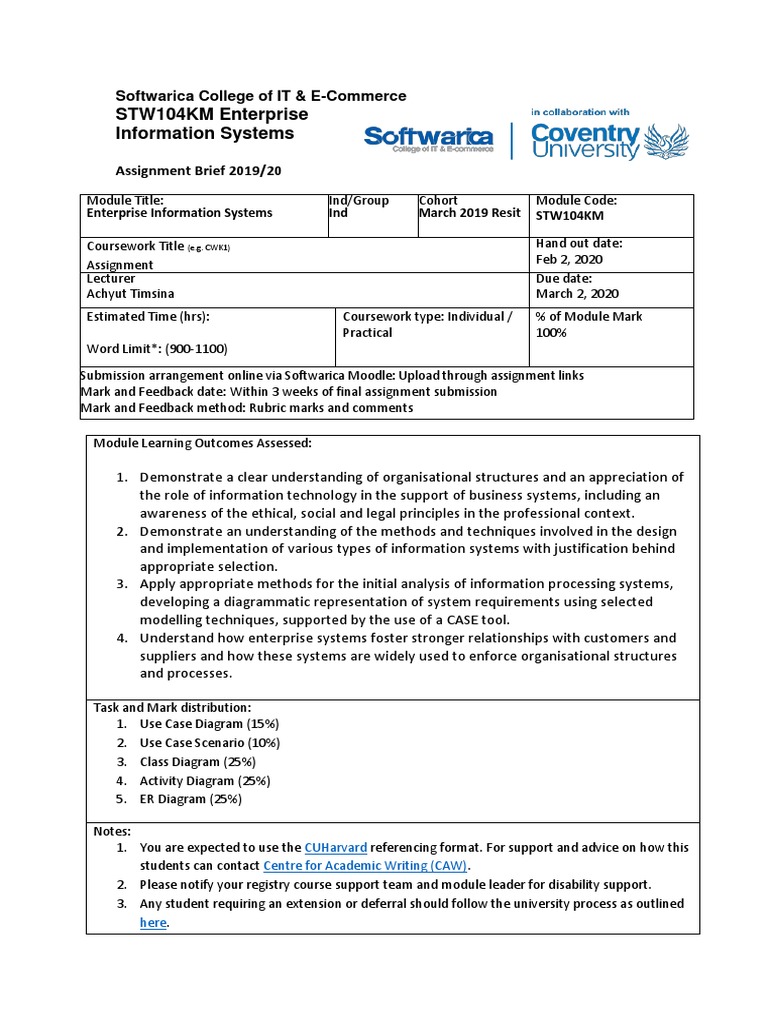 STW104KM Enterprise Information Systems: Softwarica College of IT & E ...