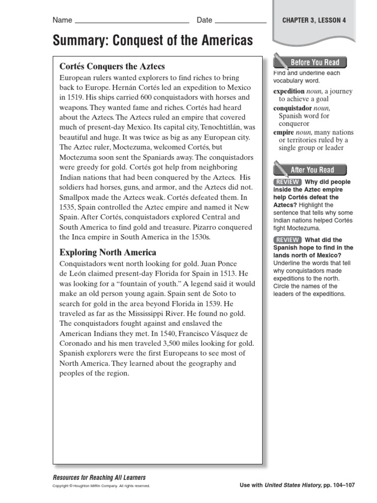 Summary: Conquest of The Americas: Cortés Conquers The Aztecs | PDF ...