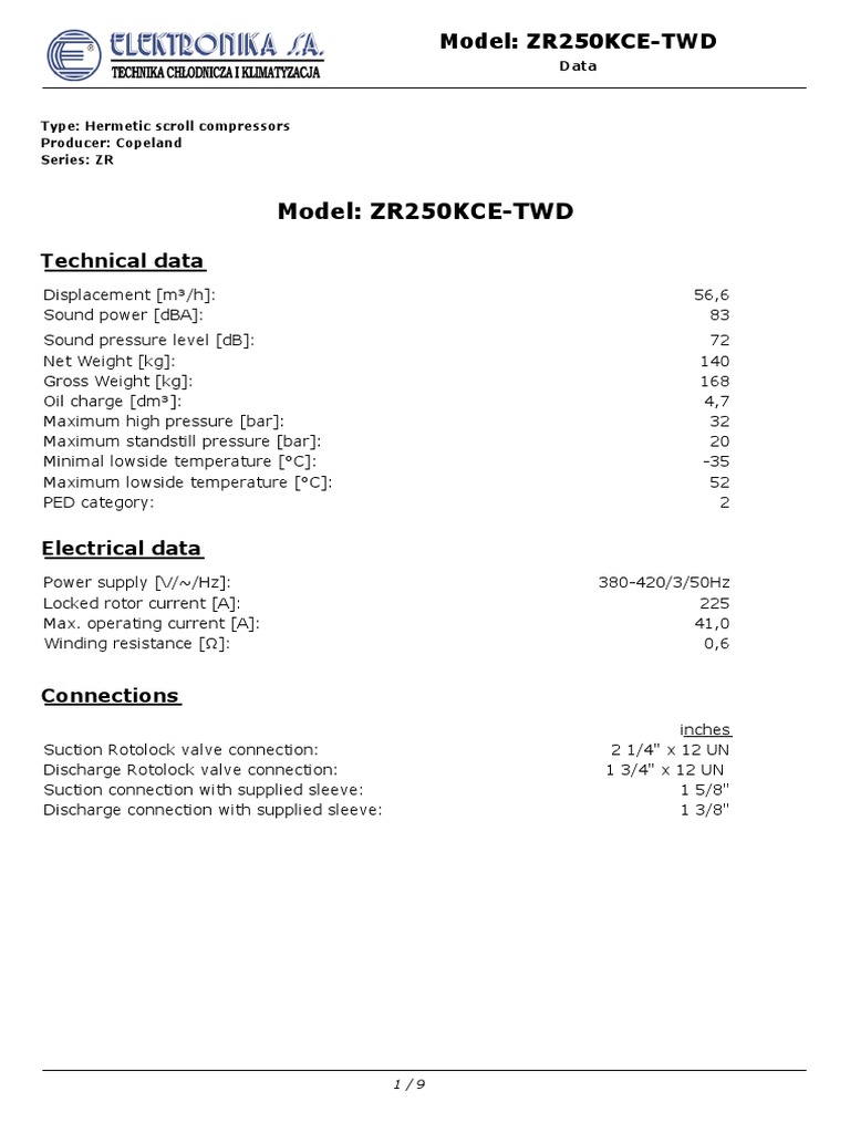 Model: ZR250KCE-TWD: Technical Data | PDF | Chemical Engineering ...
